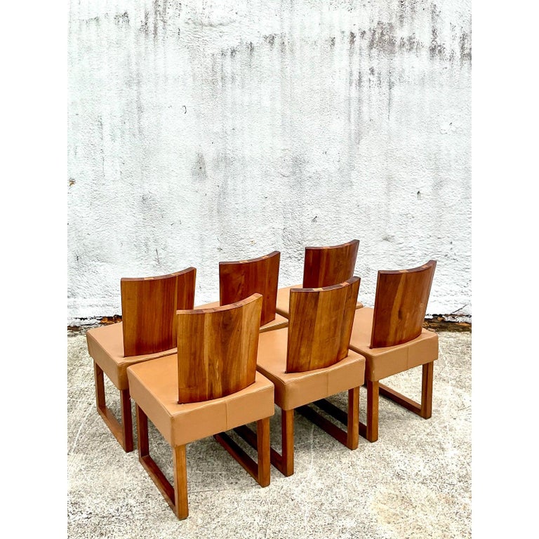 Vintage Boho Paddle Back Dining Chairs, Set of 6 For Sale at 1stDibs