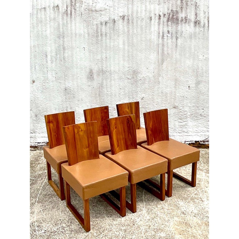 Vintage Boho Paddle Back Dining Chairs, Set of 6 For Sale at 1stDibs