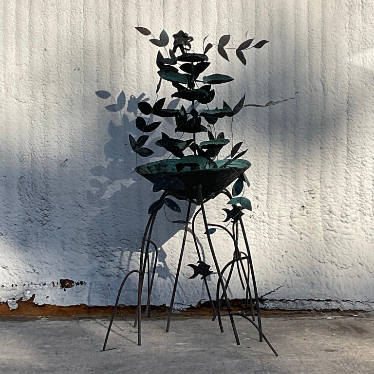 Vintage Boho Patinated Copper Fountain For Sale at 1stDibs