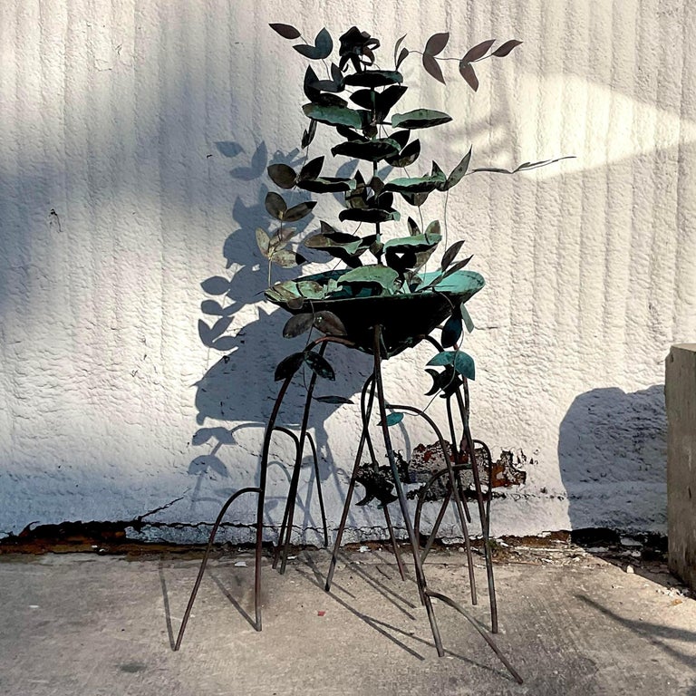 Vintage Boho Patinated Copper Fountain For Sale at 1stDibs
