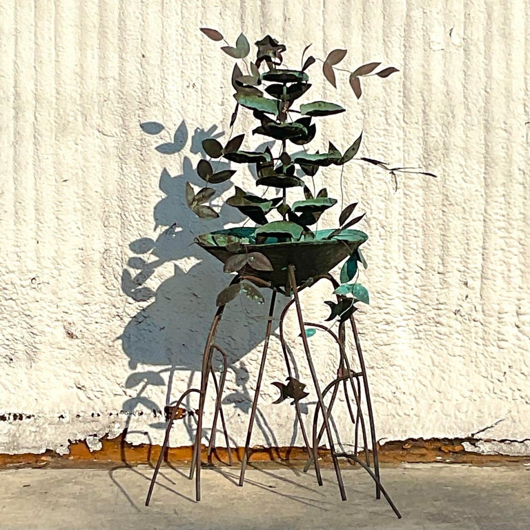 Vintage Boho Patinated Copper Fountain For Sale at 1stDibs