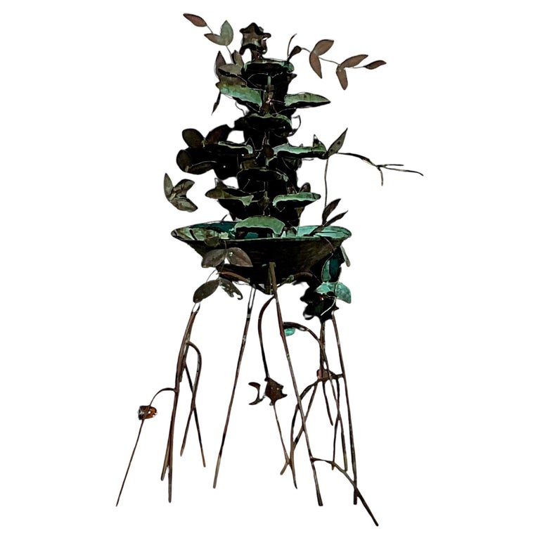 Vintage Boho Patinated Copper Fountain For Sale at 1stDibs