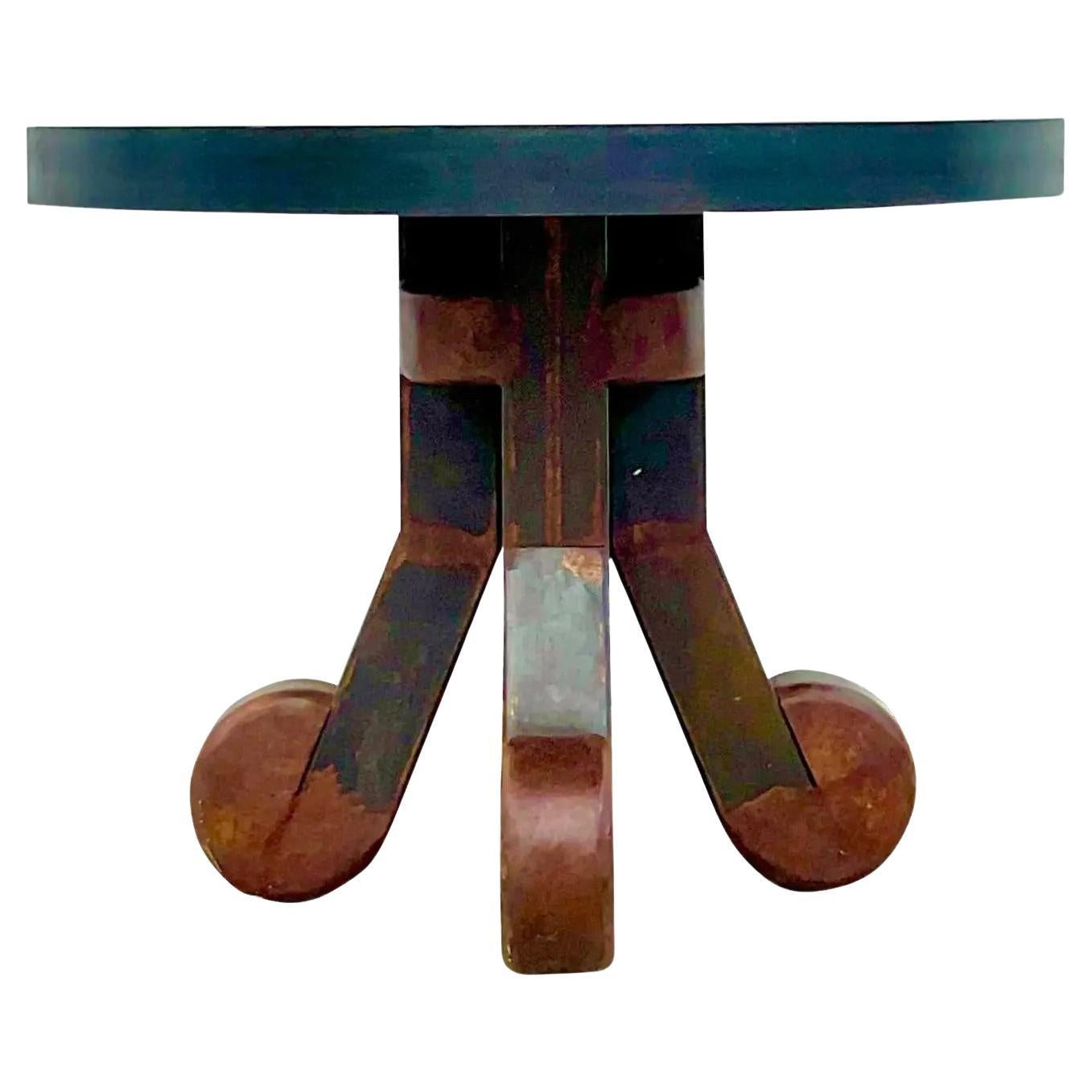Contemporary Patinated Copper Dining Table, Industrial Steel Legs For ...