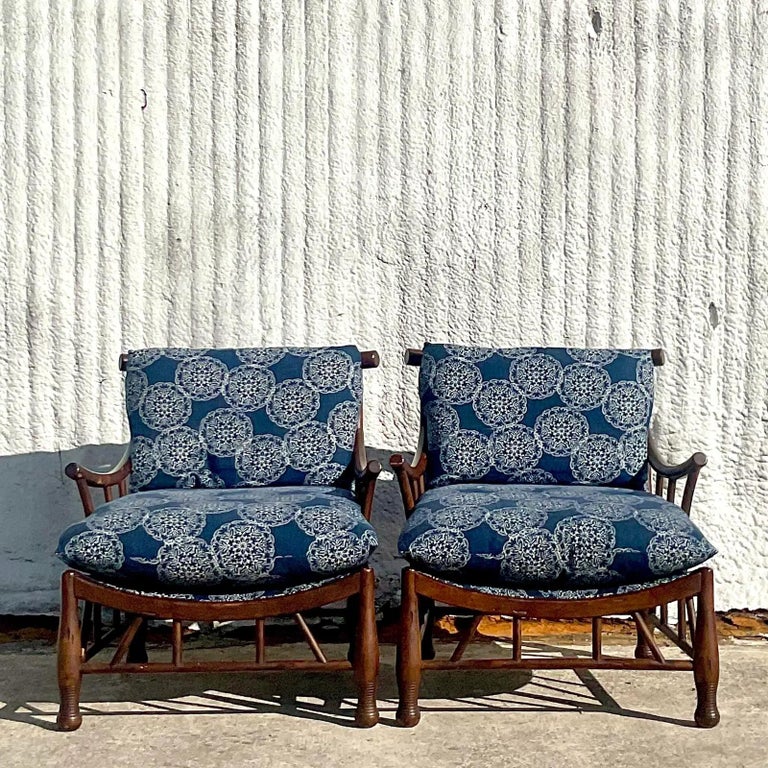 Vintage Boho Pearson Thebes Style Lounge Chairs, Pair For Sale at 1stDibs
