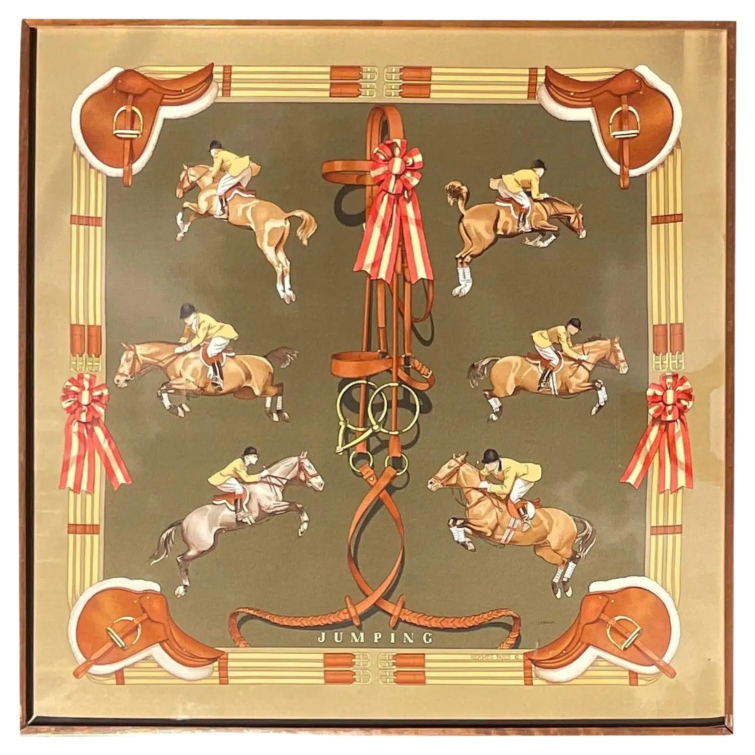 Framed Hermes Vintage Scarf at 1stDibs