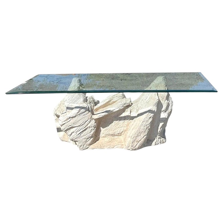 Vintage Boho Plaster Rock Coffee Table After Sirmos For Sale at 1stDibs