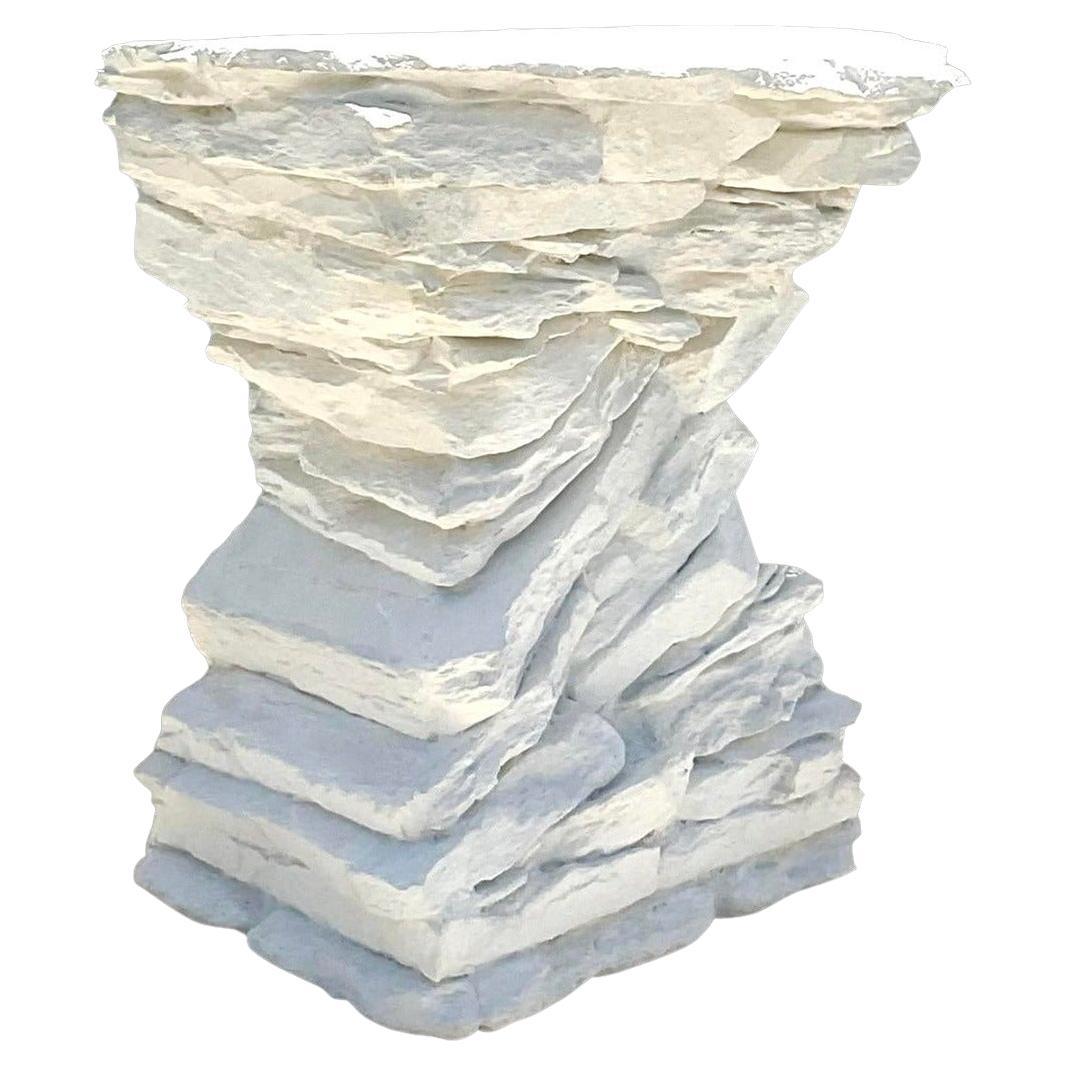 Vintage Boho Plaster Stacked Rock Console Table After Sirmos For Sale ...