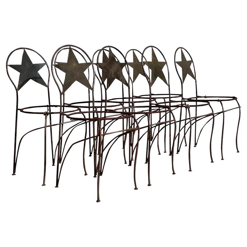 Vintage Boho Punch Cut Star Iron Dining Chairs - Set of 8 For Sale at ...