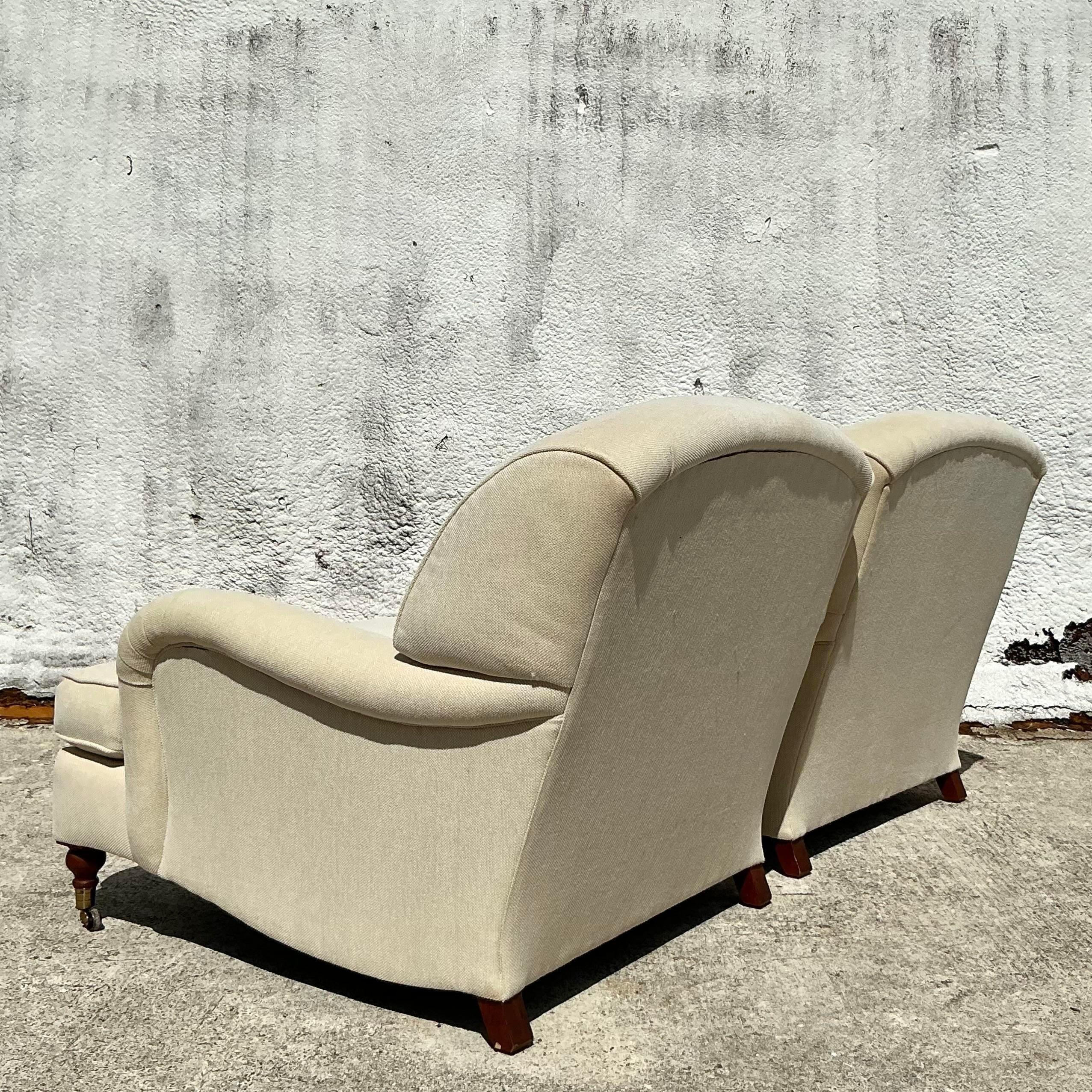 Vintage Boho Ralph Lauren English Roll Arm Lounge Chairs - a Pair For Sale at 1stDibs