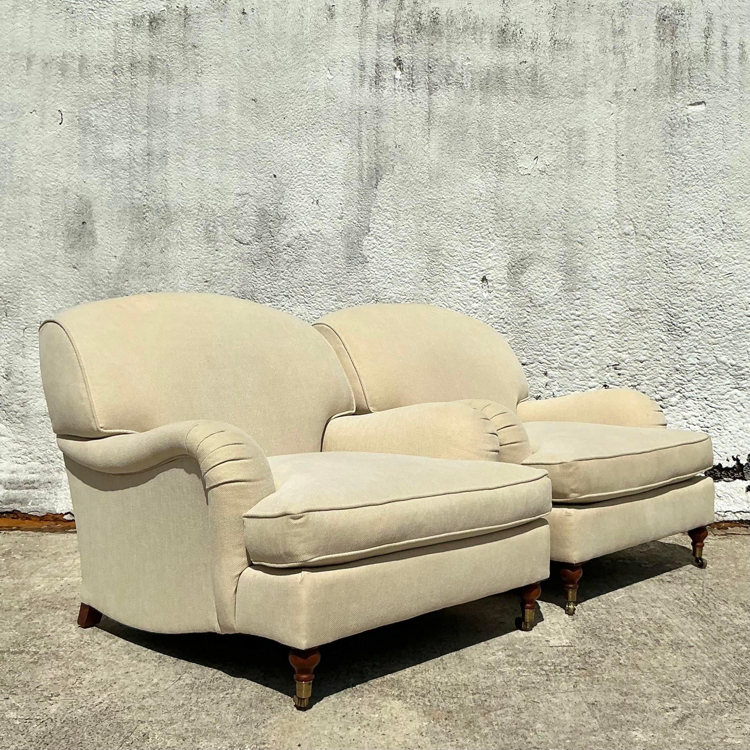 Vintage Boho Ralph Lauren English Roll Arm Lounge Chairs - a Pair For ...