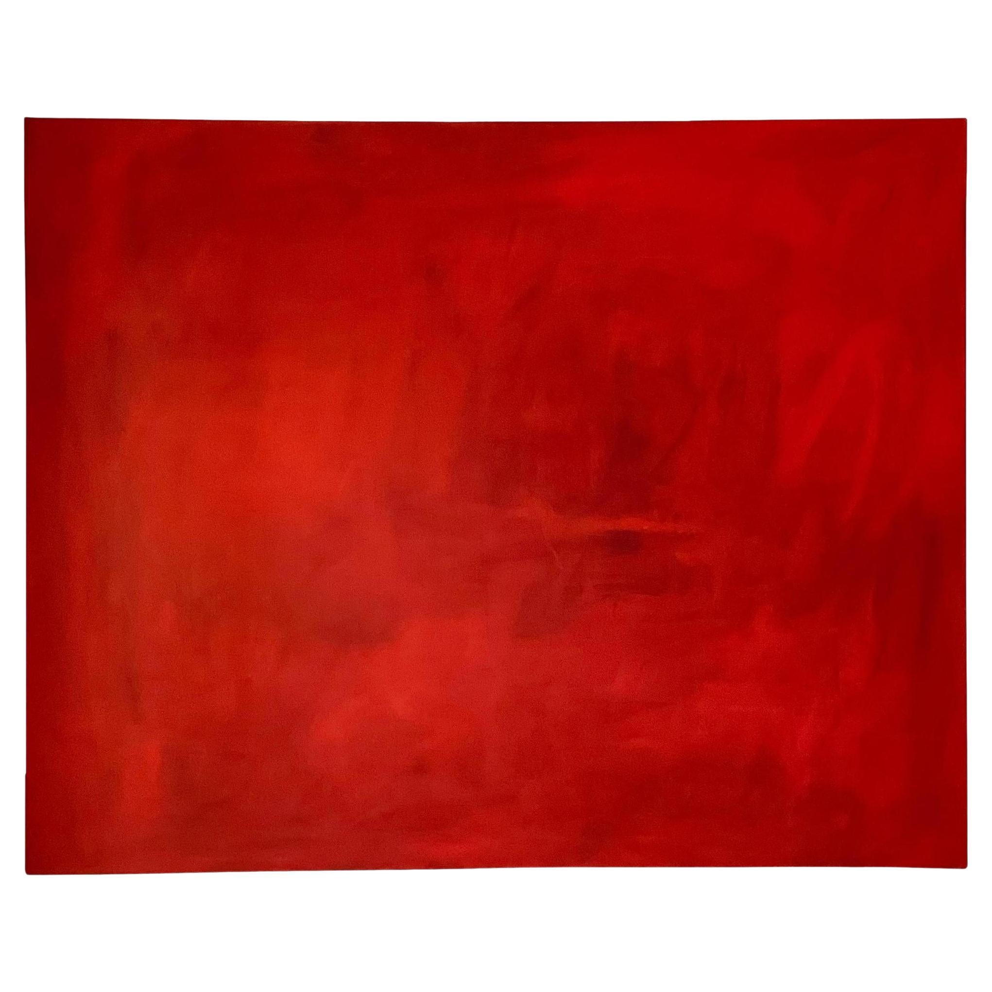 Vintage Boho Red Original Oil Painting on Canvas at 1stDibs