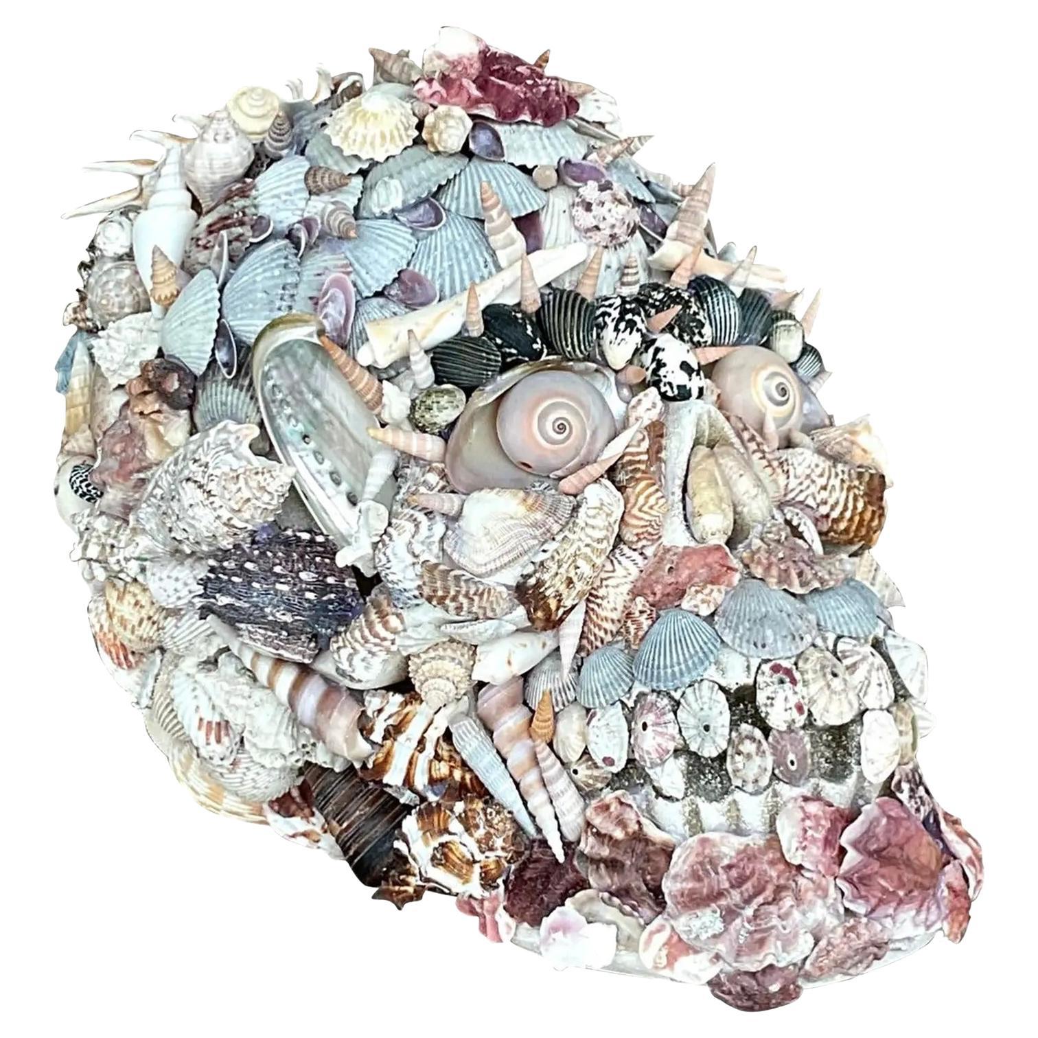 Vintage Boho Shell Covered Skull at 1stDibs