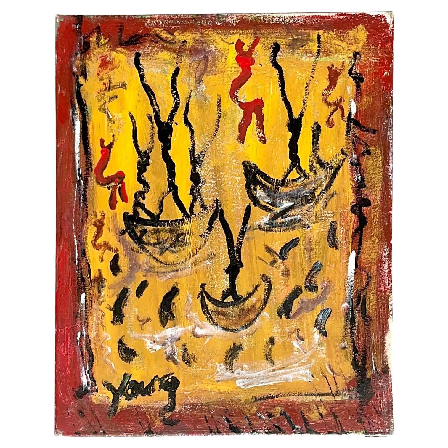 Purvis Young Original Art, Oil on Wood at 1stDibs