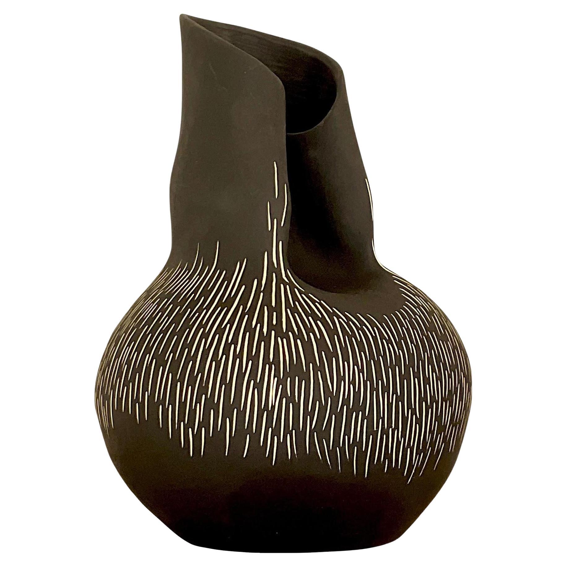 Vintage Boho Signed Studio Pottery Vase For Sale at 1stDibs