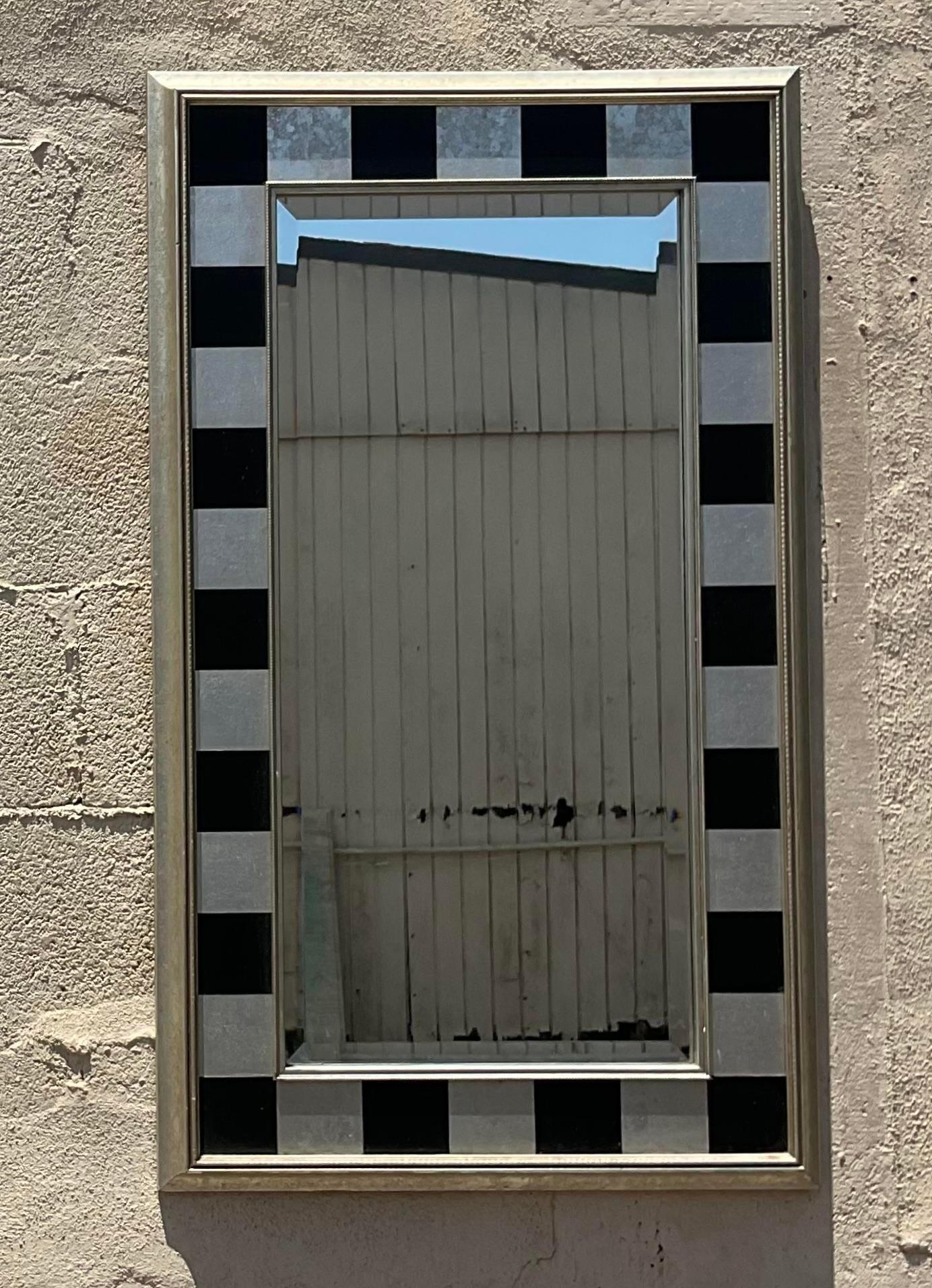 Vintage Boho Silver Patchwork Mirror For Sale at 1stDibs