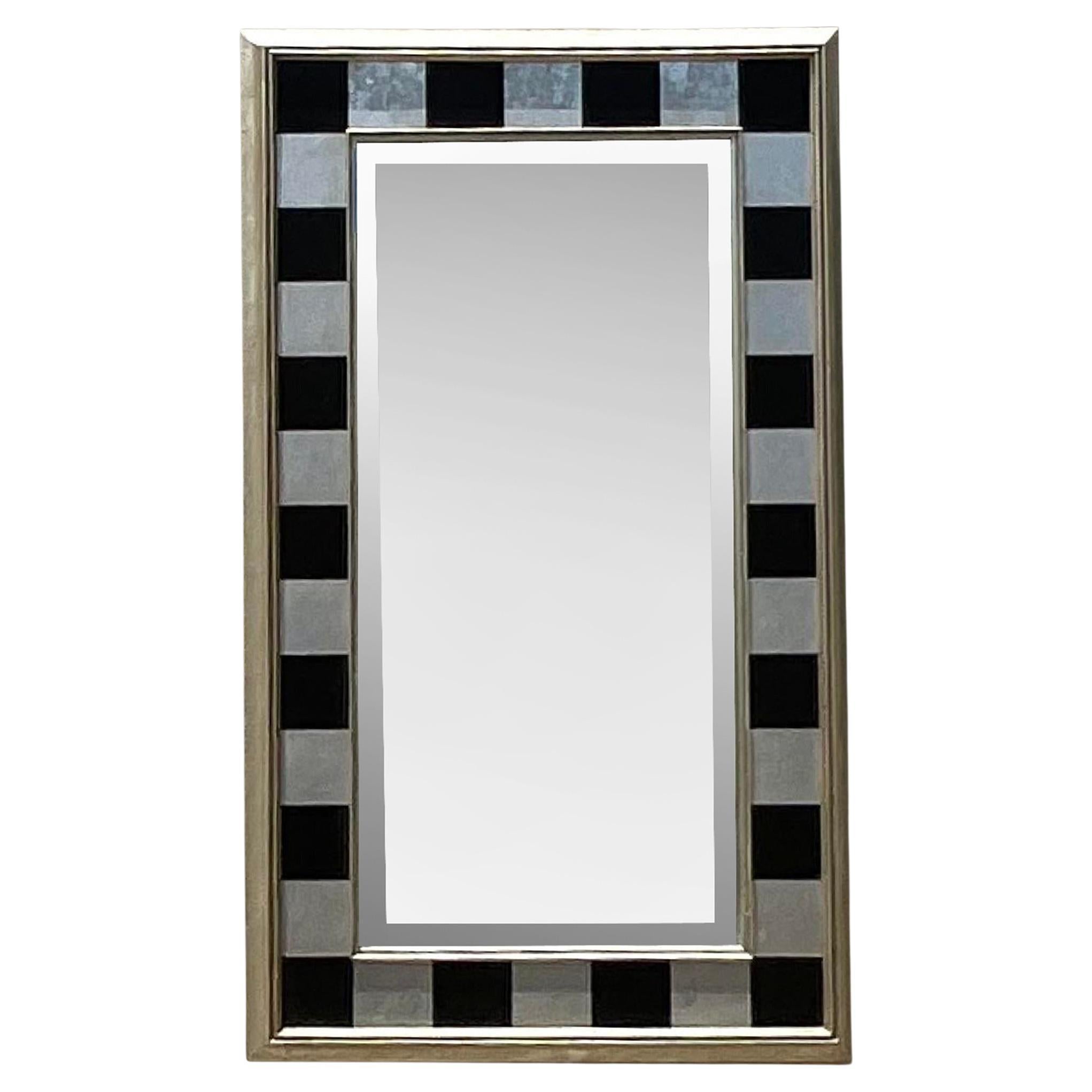 Vintage Boho Silver Patchwork Mirror For Sale at 1stDibs