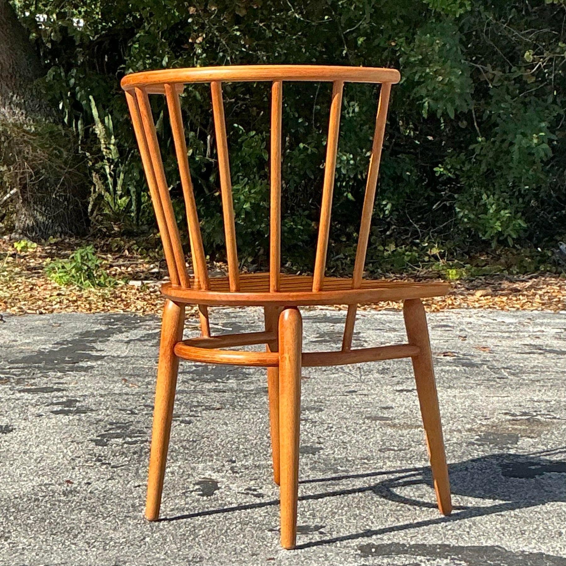 Vintage Boho Spoke Back Chair For Sale at 1stDibs