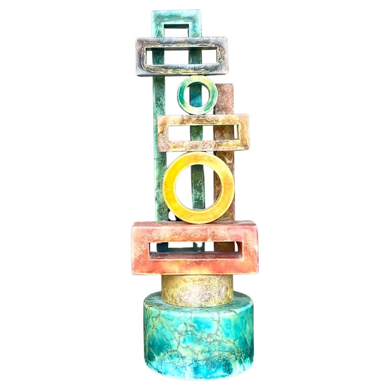 Vintage Boho Stacked Stone Geometric Sculpture For Sale at 1stDibs