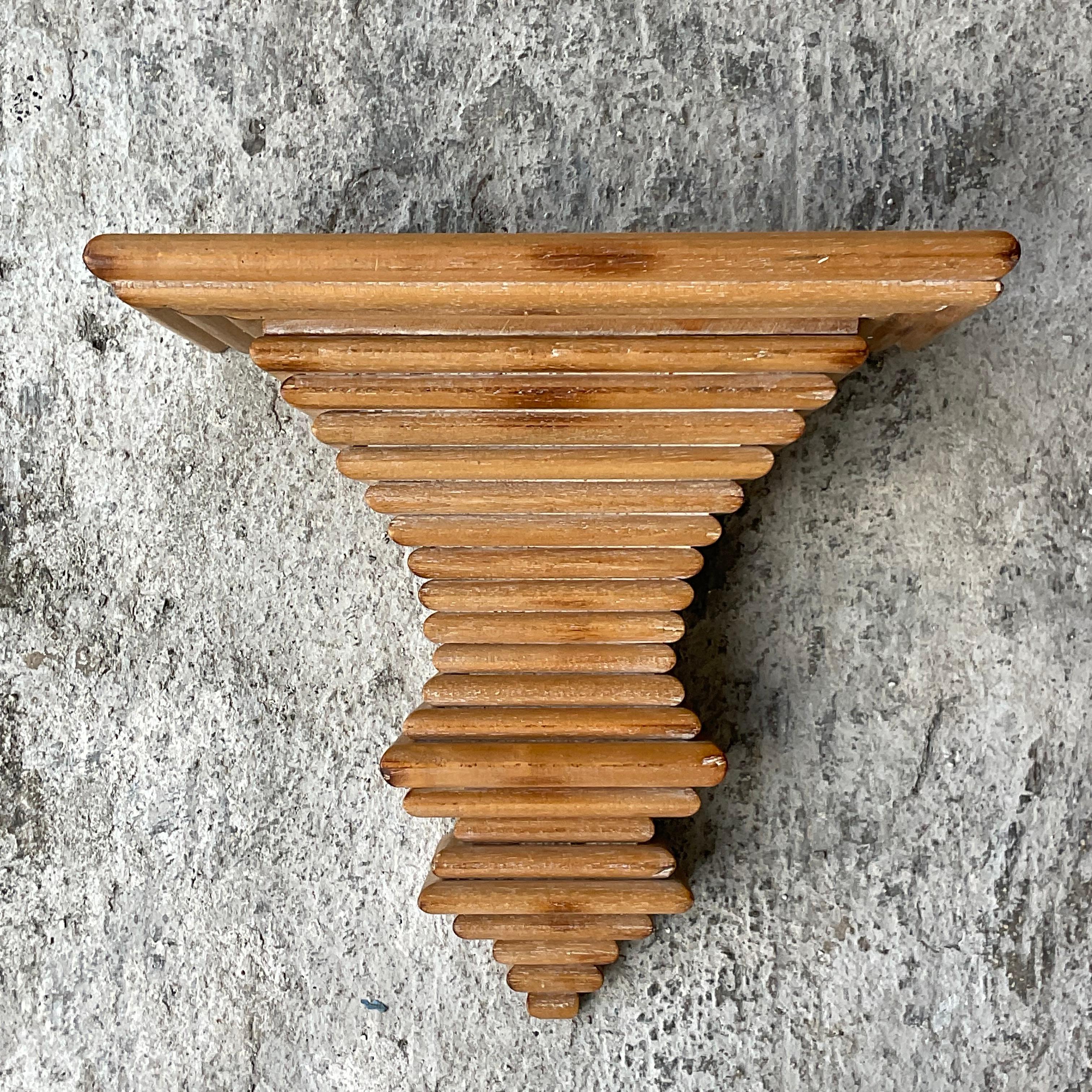 Vintage Boho Stacked Wood Bracket For Sale at 1stDibs