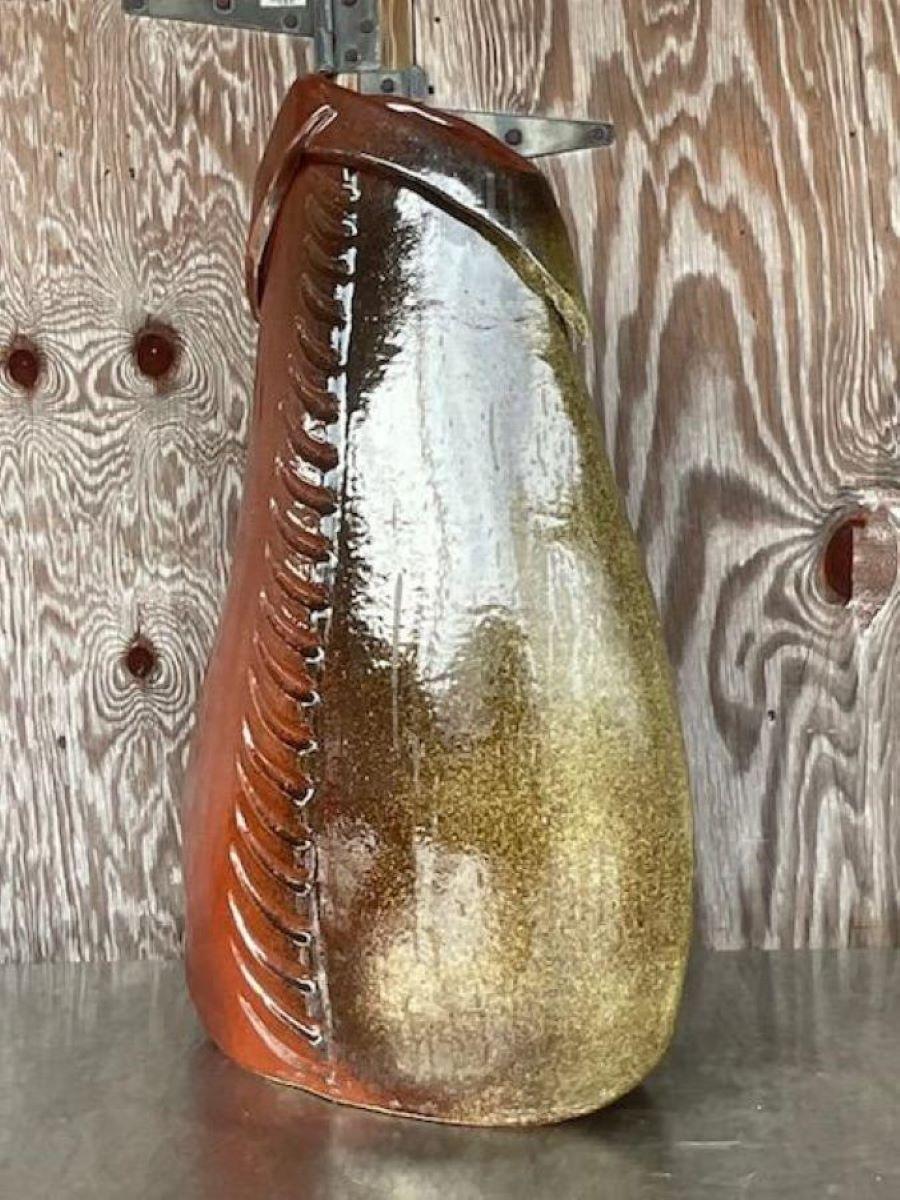 Vintage Boho Studio Pottery Floor Vase For Sale at 1stDibs
