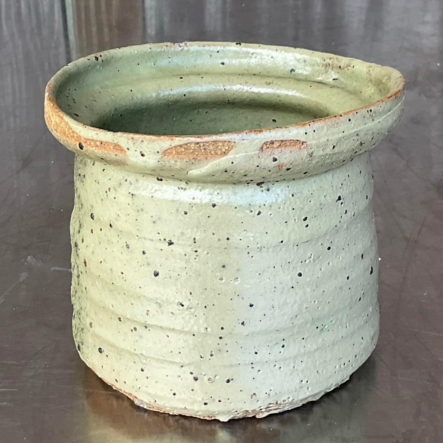 Vintage Boho Studio Pottery Vase For Sale at 1stDibs