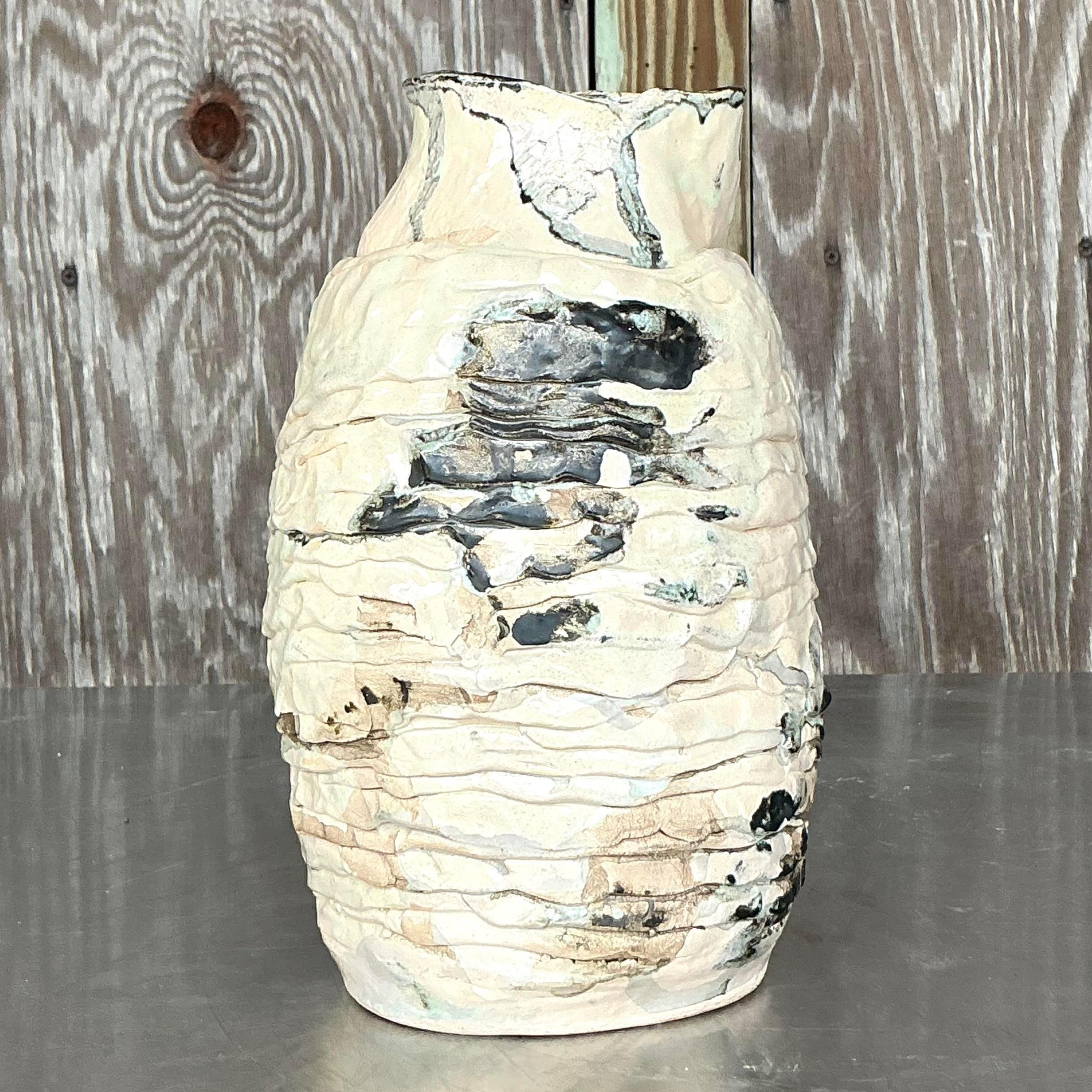 Vintage Boho Studio Pottery Vase For Sale at 1stDibs