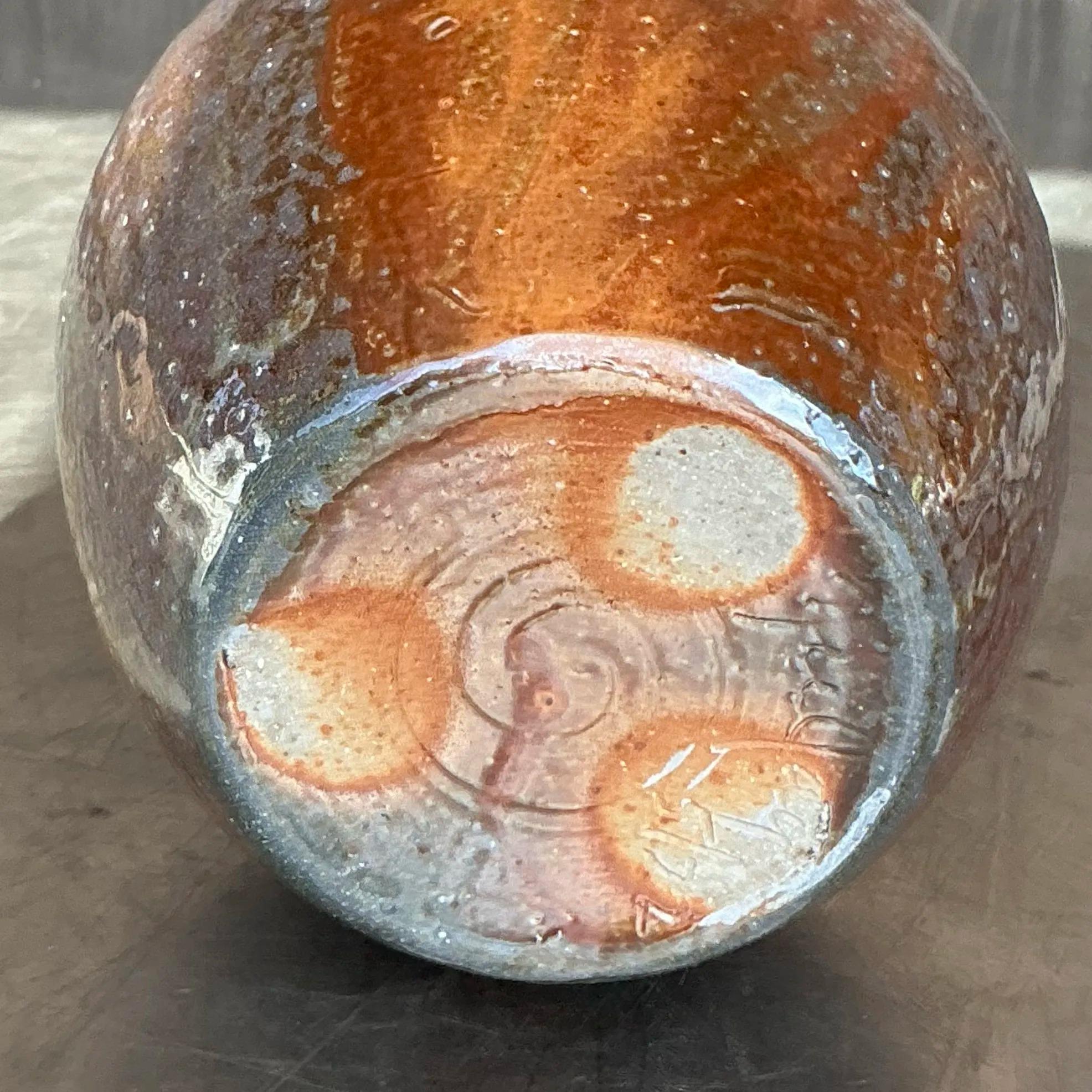 Vintage Boho Studio Pottery Vase For Sale at 1stDibs