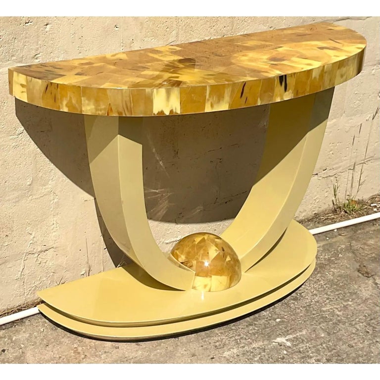 Vintage Boho Tessellated Horn Console Table Set After Enrique Garcel ...