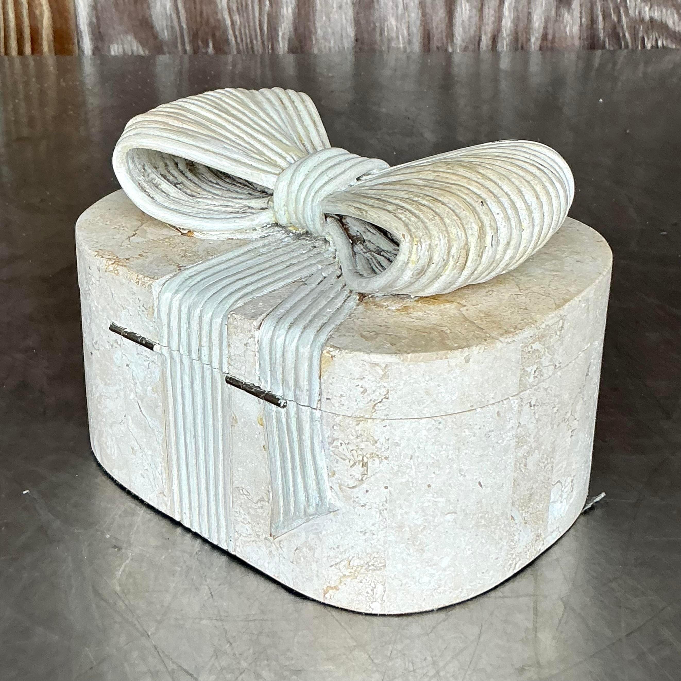 Vintage Boho Tessellated Stone and Reed Box For Sale at 1stDibs