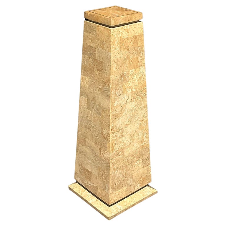 Vintage Boho Tessellated Stone Pedestal For Sale at 1stDibs