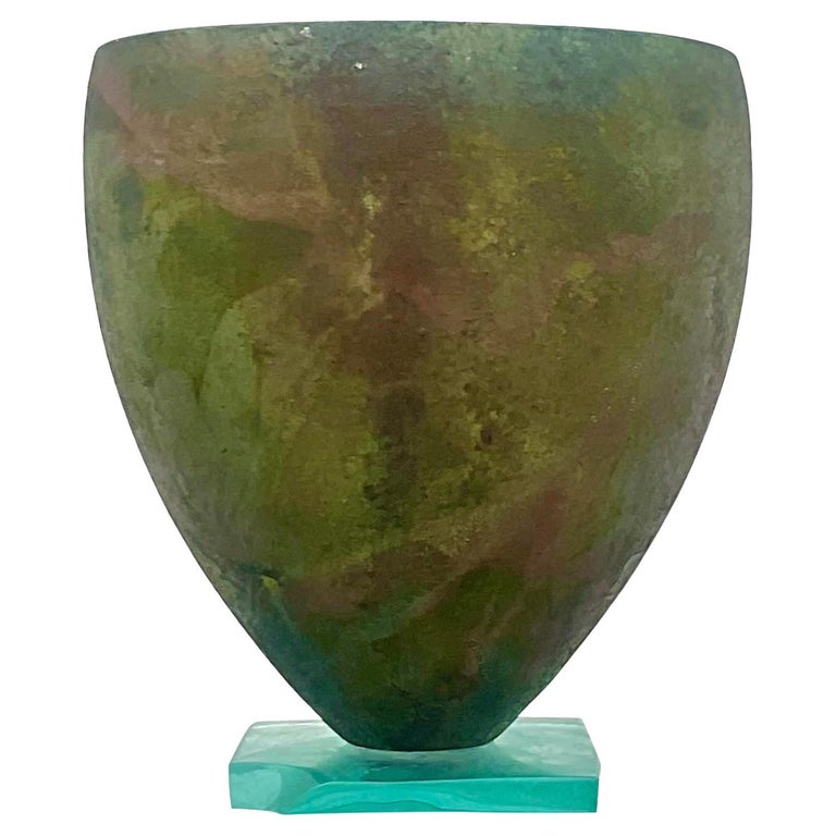Vintage Boho Tony Evans Signed Raku Vase For Sale at 1stDibs