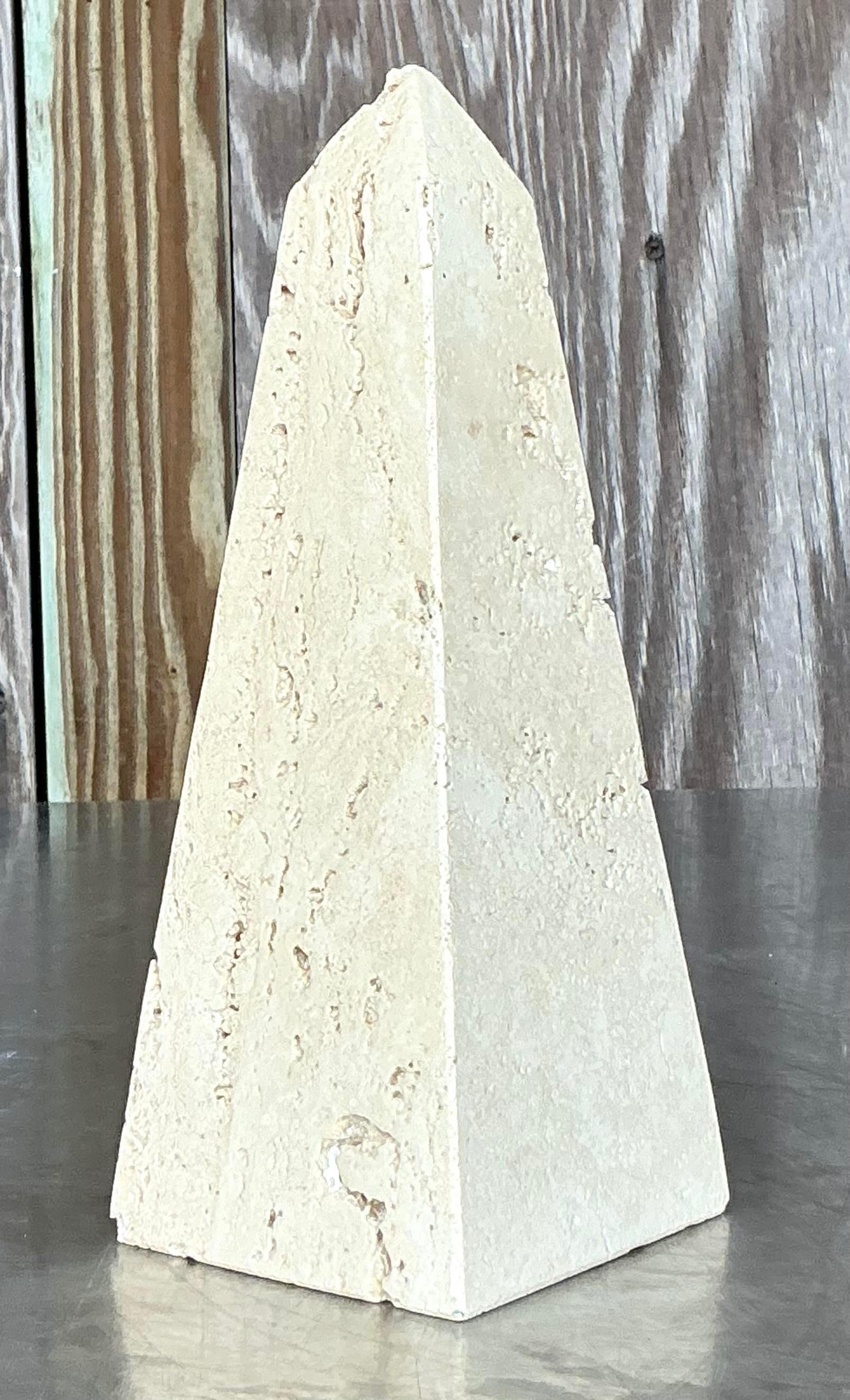 Vintage Boho Travertine Obelisk for Raymor For Sale at 1stDibs
