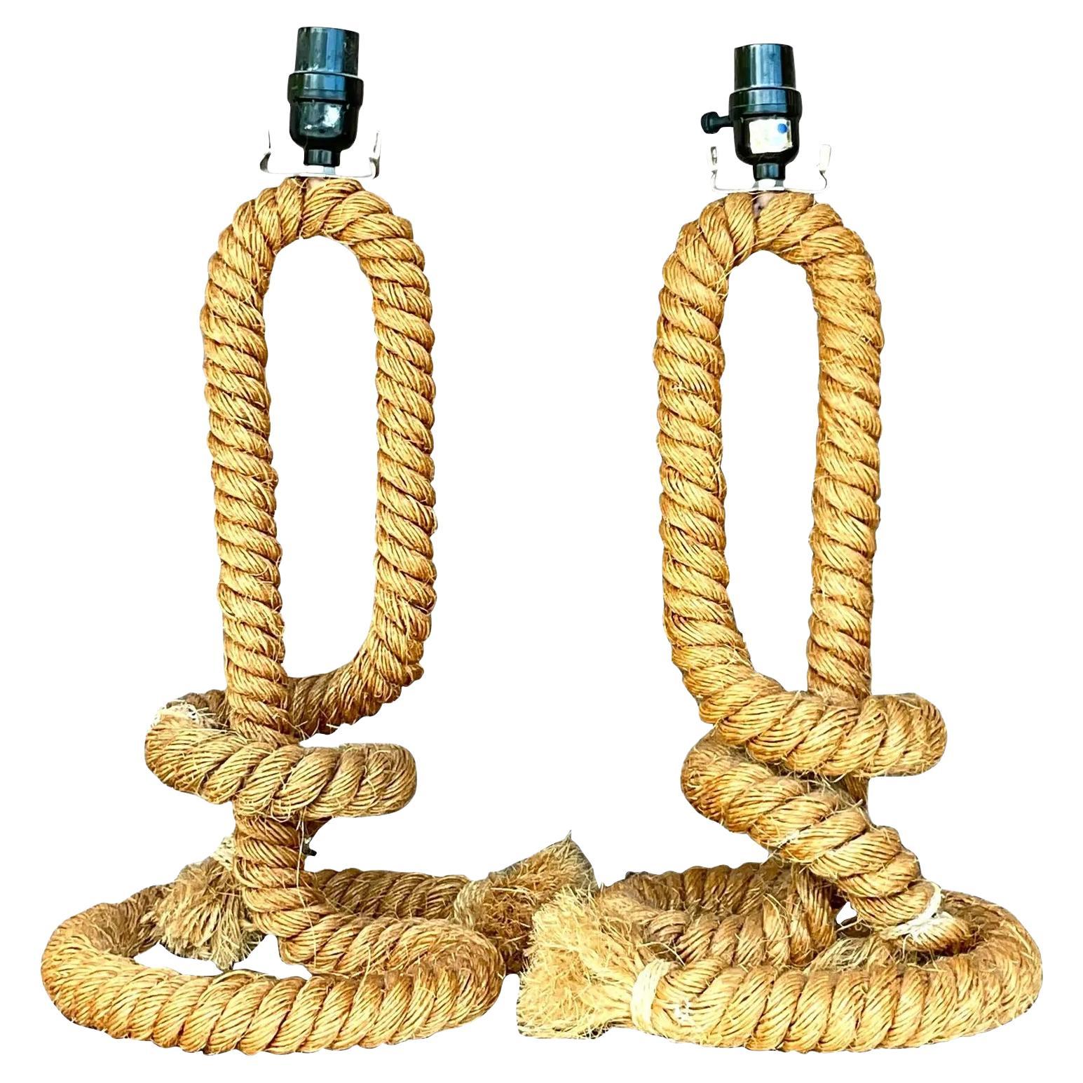 Pair of Bottle Rope Lamps at 1stDibs