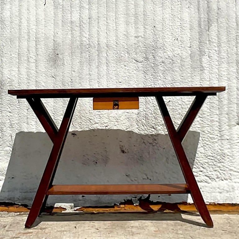 Vintage Boho Two Tone Console Table For Sale at 1stDibs