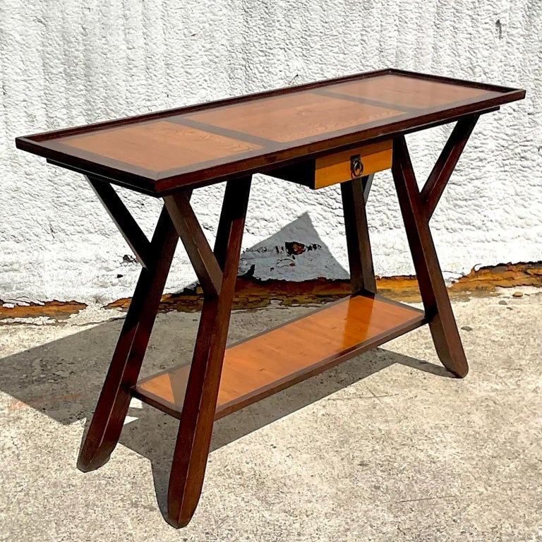 Vintage Boho Two Tone Console Table For Sale at 1stDibs