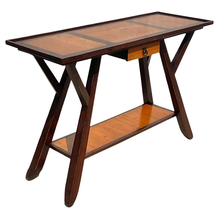 Vintage Boho Two Tone Console Table For Sale at 1stDibs