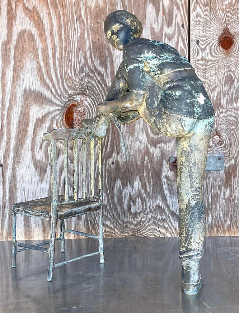 Vintage Boho Victor Villarreal Bronze Sculpture of Ballerina For Sale ...