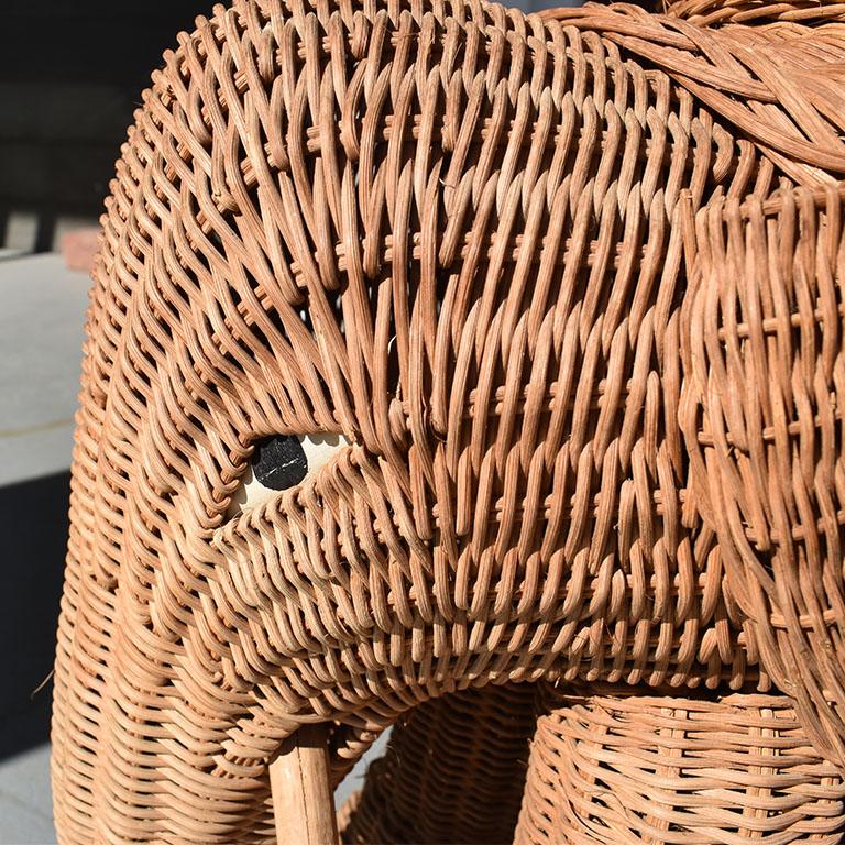 Vintage Boho Wicker Rattan Elephant Side Table Style of Mario Lopez ...