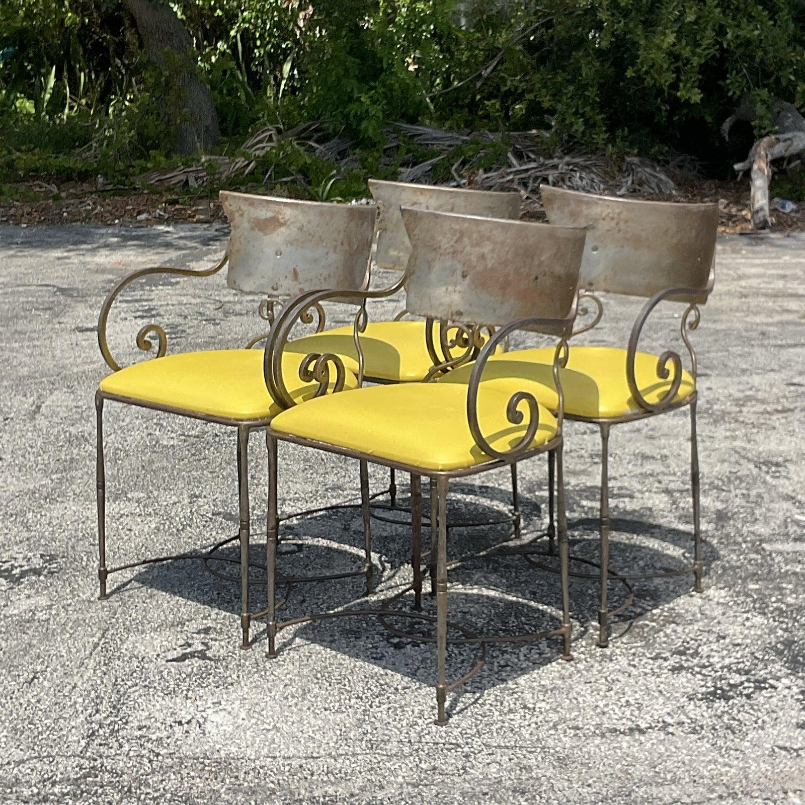 Vintage Boho Wrought Iron Swirl Outdoor Dining Set at 1stDibs | boho ...