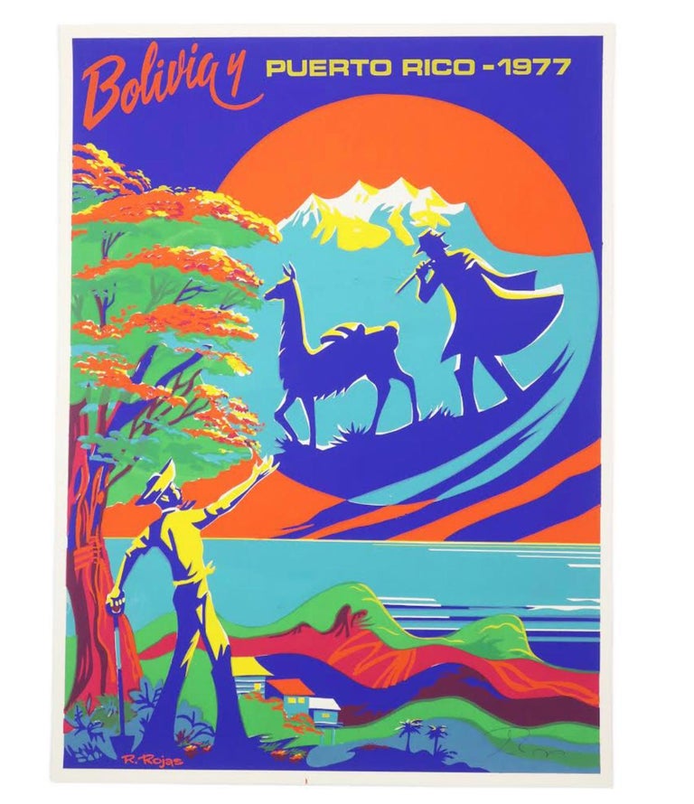 Vintage Bolivia y Puerto Rico 1977 Serigraph For Sale at 1stDibs