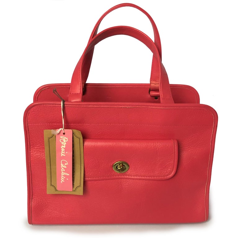 Vintage Bonnie Cashin for Coach Safari Bag Tote Geranium Pink Leather ...