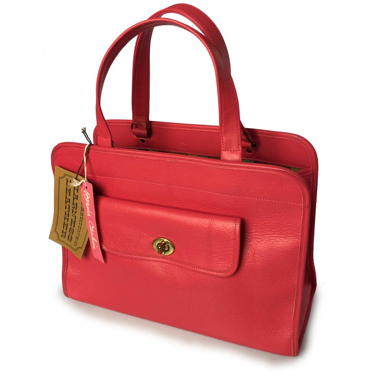 Vintage Bonnie Cashin for Coach Safari Bag Tote Geranium Pink Leather ...