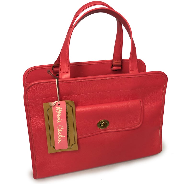 Vintage Bonnie Cashin for Coach Safari Bag Tote Geranium Pink Leather ...