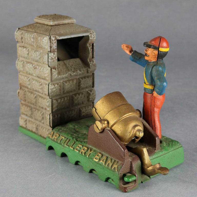 Vintage Book of Knowledge Cast Iron Mechanical Artillery Bank, circa ...