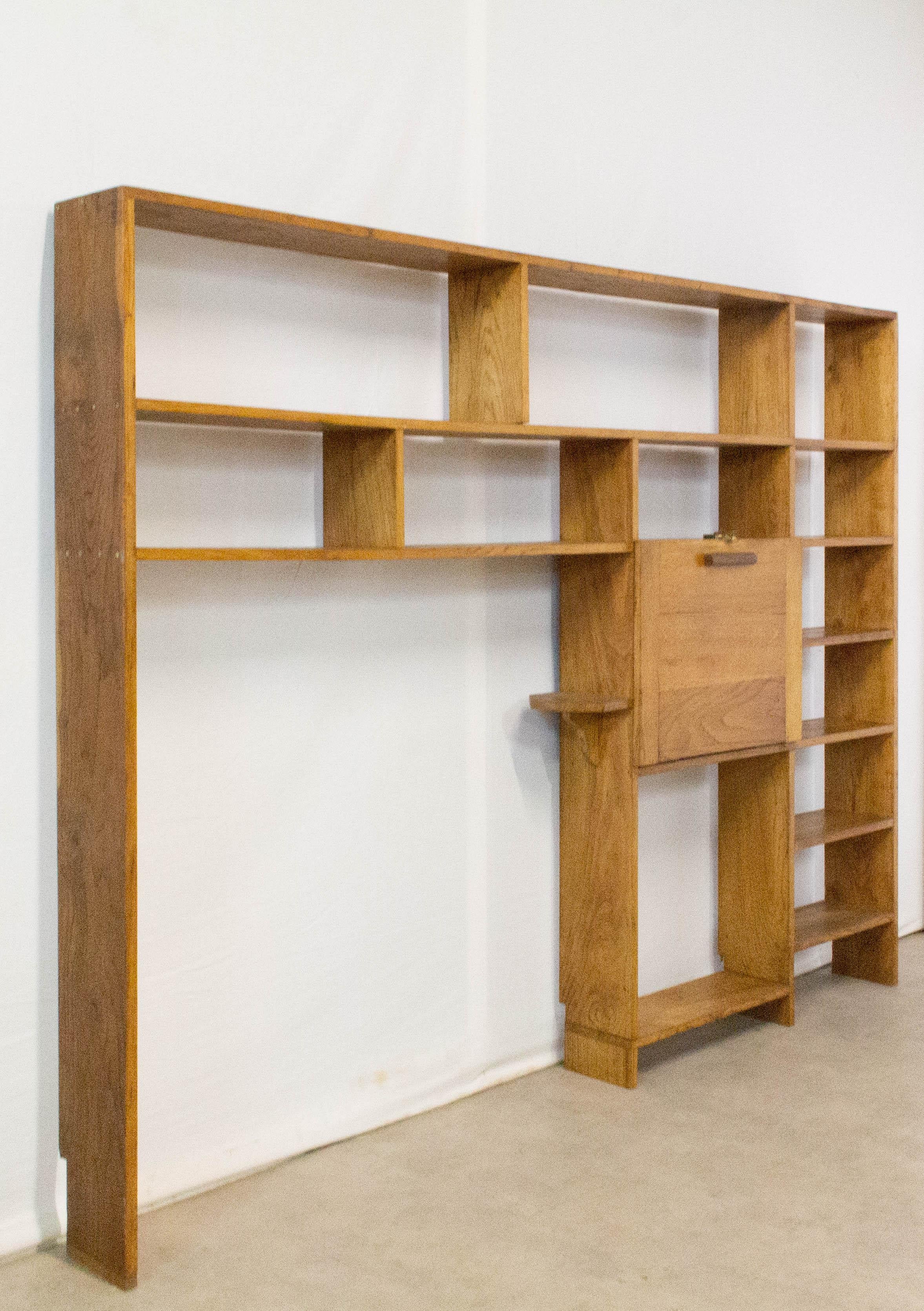 Vintage Bookcase Folding Desk Shelves French Midcentury at 1stDibs