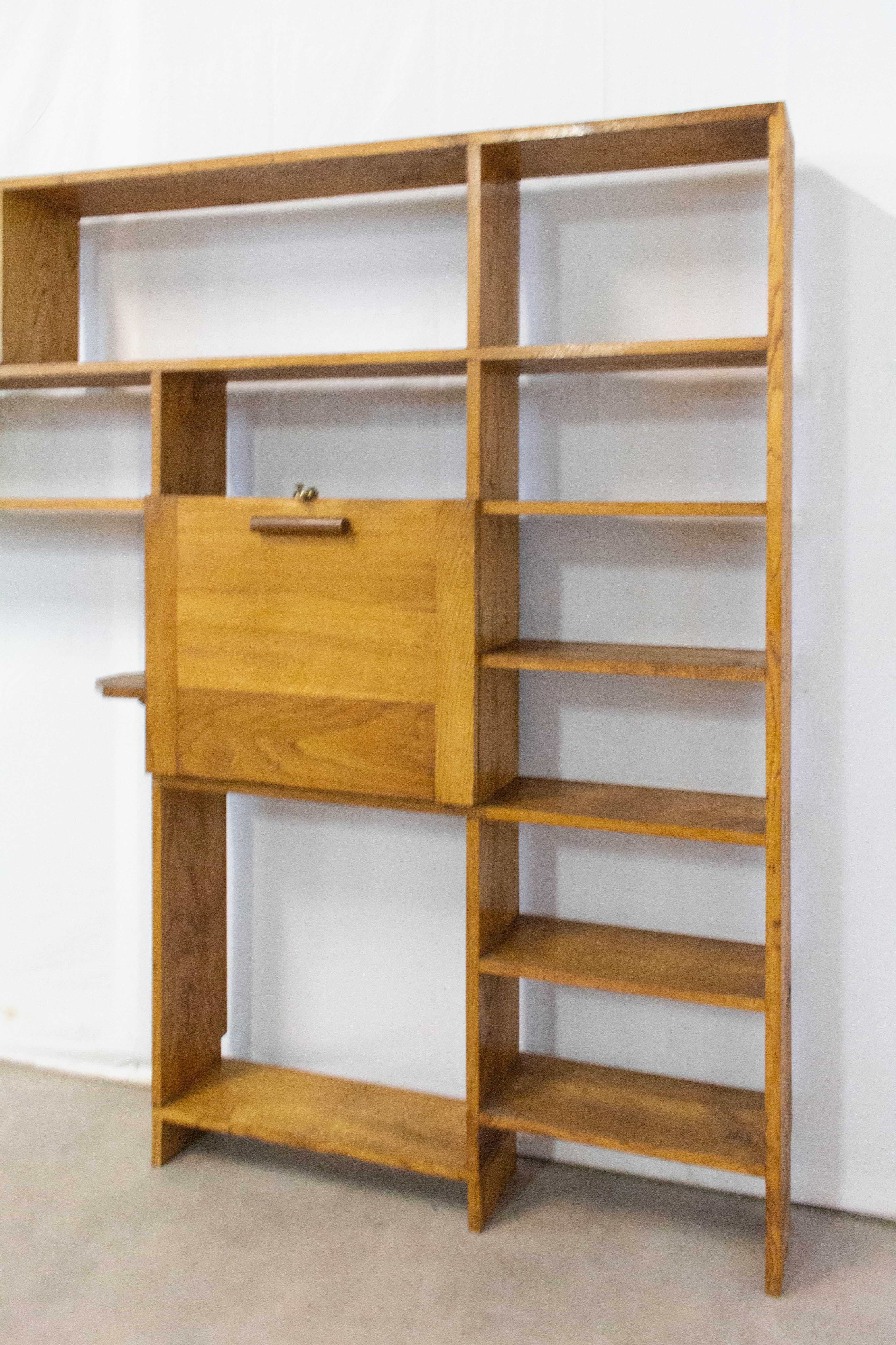 Vintage Bookcase Folding Desk Shelves French Midcentury at 1stDibs