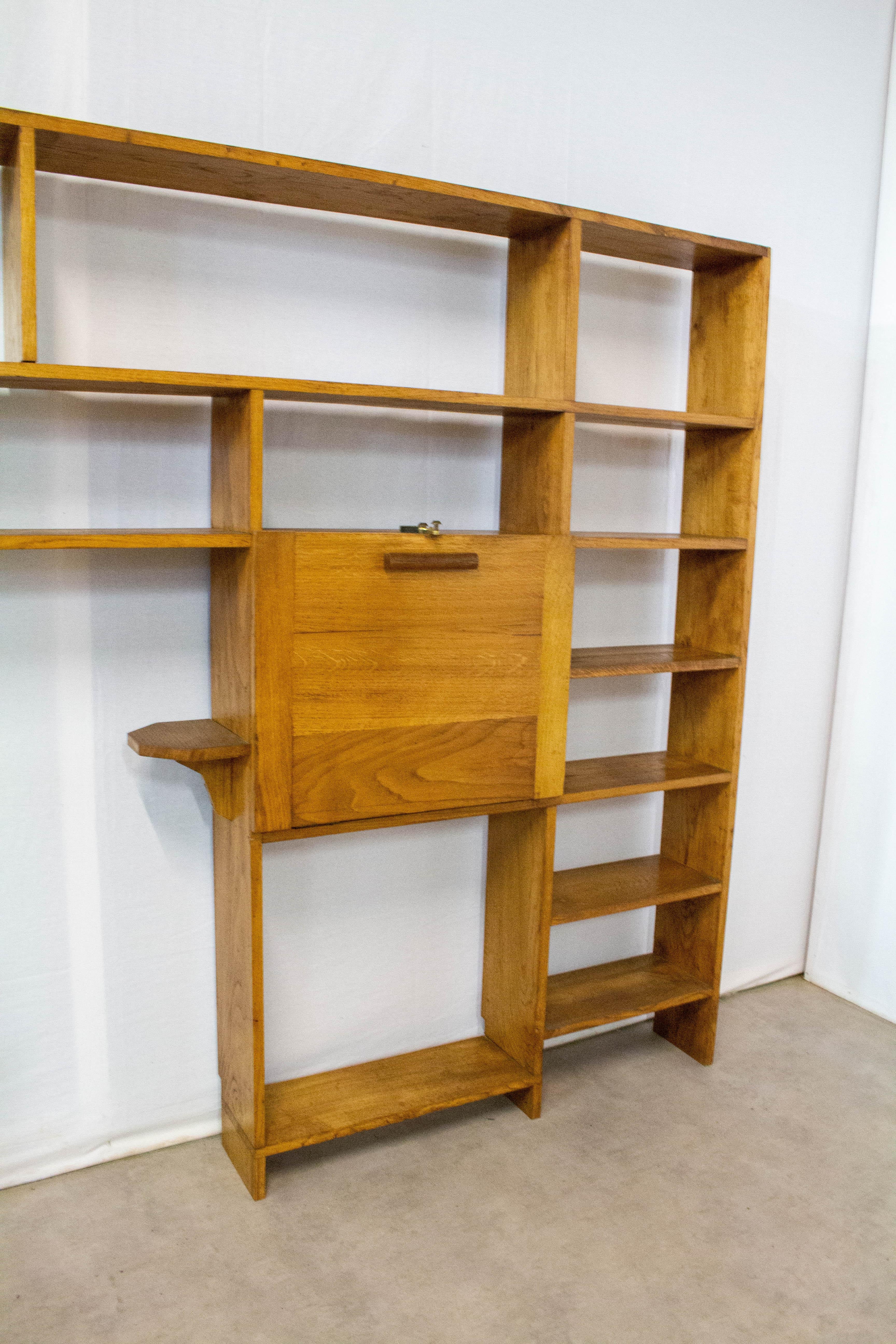 Vintage Bookcase Folding Desk Shelves French Midcentury at 1stDibs