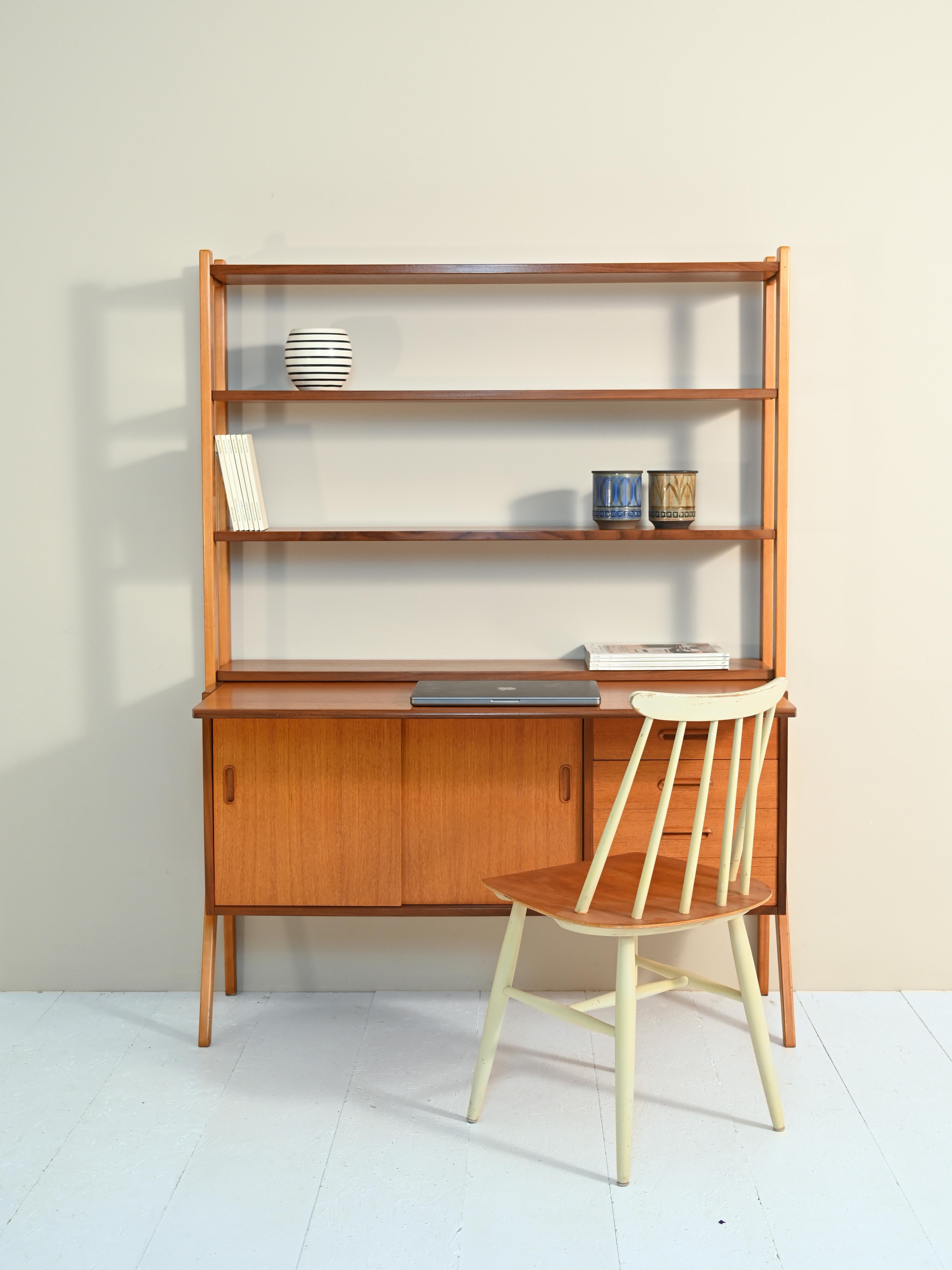 Vintage Bookcase-Sideboard with Four Drawers For Sale at 1stDibs