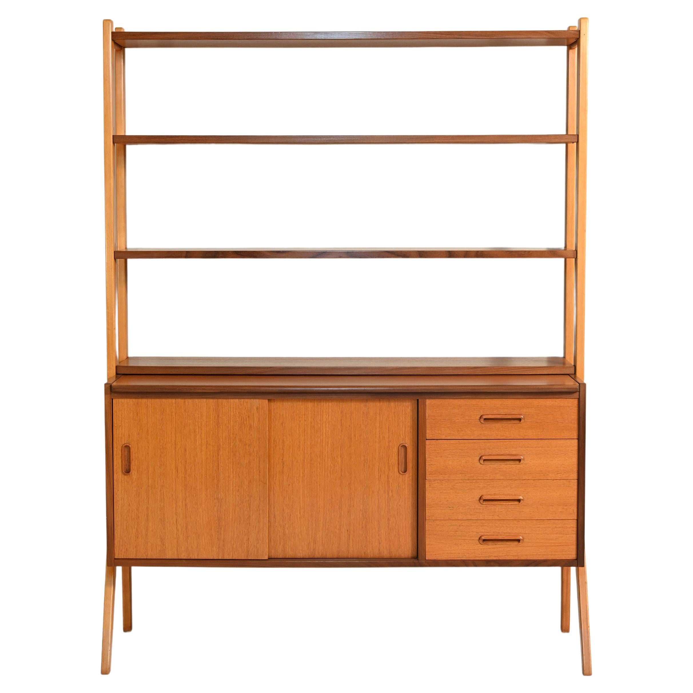 Vintage Bookcase-Sideboard with Four Drawers For Sale at 1stDibs