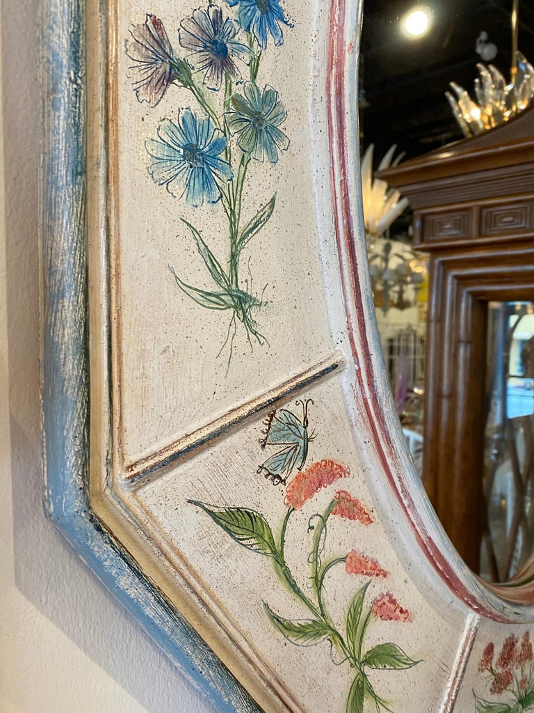 Vintage Botanical Hand Painted Signed Wall Mirror Flowers Butterflies ...